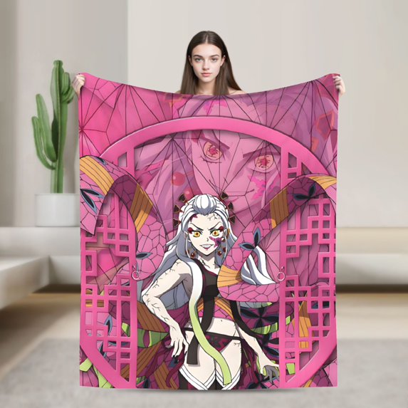 Daki Upper Moon 6 Character Throw Blanket - Vibrant Warabihime Design ...