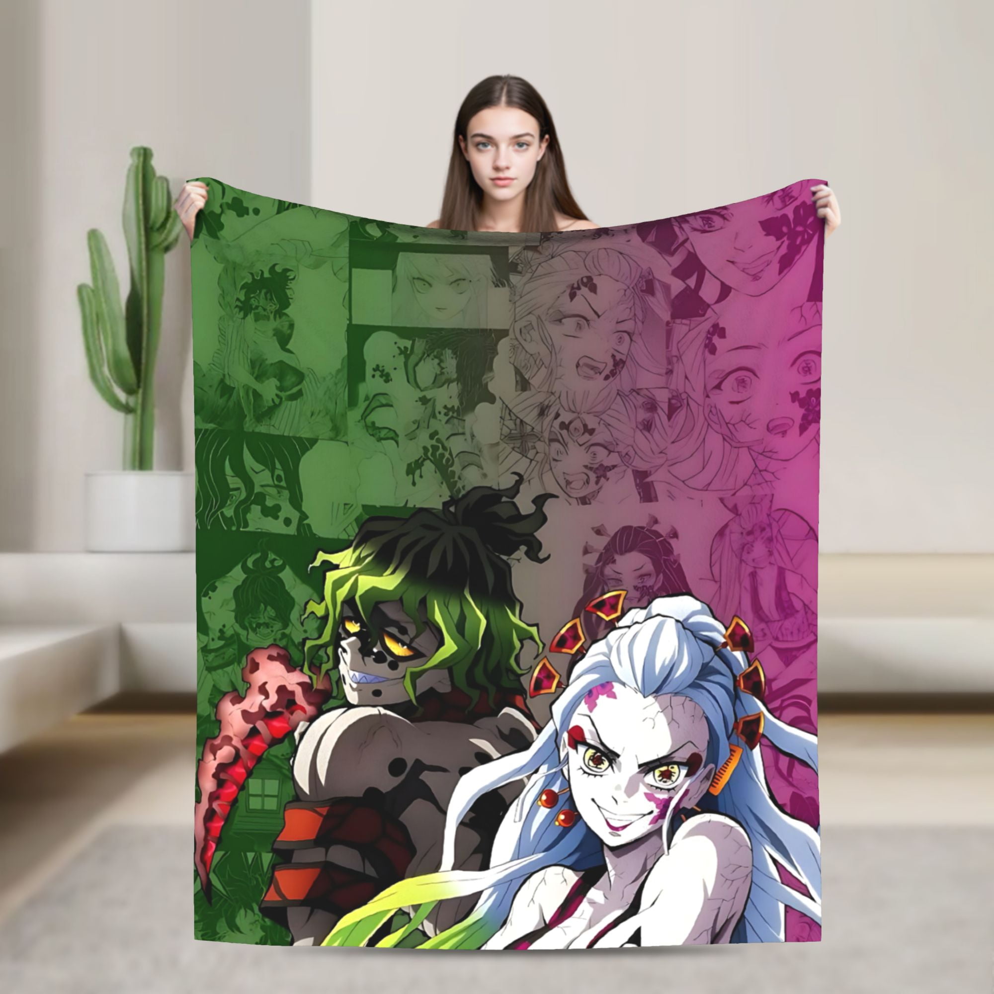 Daki Upper Moon 6 Character Throw Blanket - Vibrant Warabihime Design ...