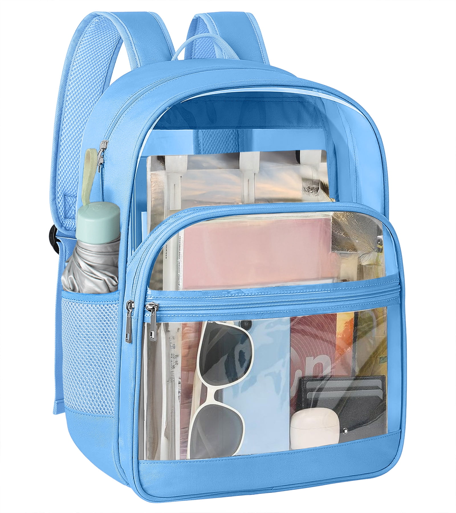 Dakimoe Clear Backpack -Large Capacity Sky Blue Transparent Bookbag for ...