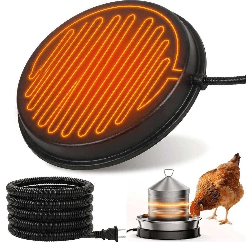 Dakings Heated Chicken Waterer Base, Thermostat Controlled Heated Base ...