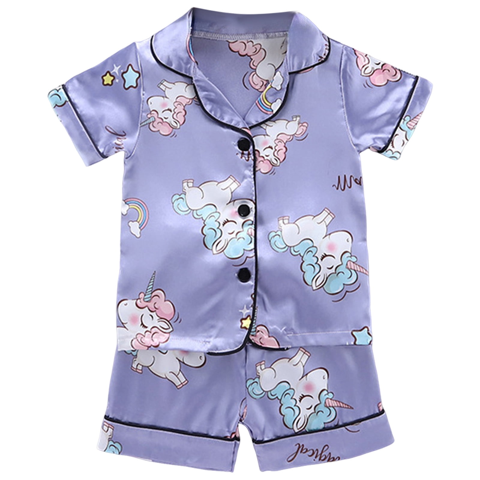 Dakiuu 2 Pieces Satin Pajamas Sleepwear Set for Baby Boys Girls Cute ...