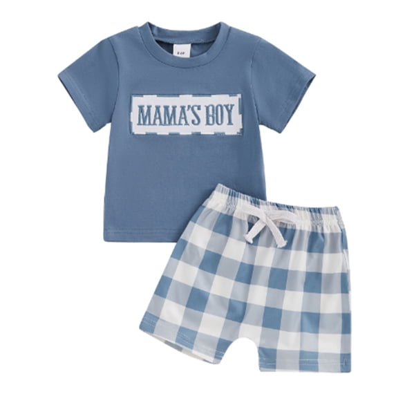 Dakiuu Baby Boys Mama's Boy Embroidered T Shirt and Shorts 2 Pieces ...