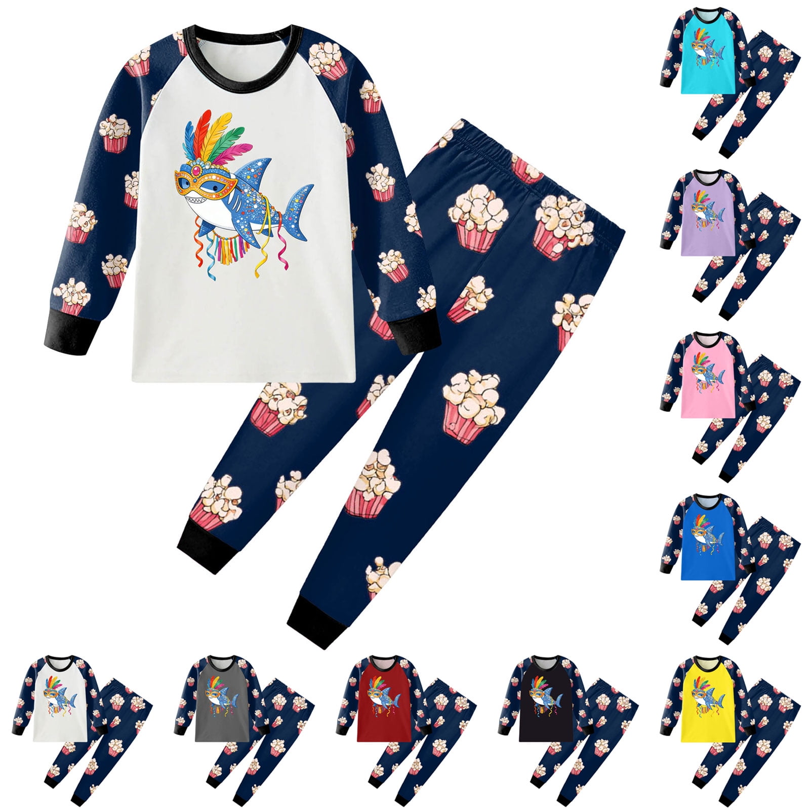 Dakiuu Boys Girls Carnival Pajamas Set Toddler Kids 2 Pcs Long Sleeve T ...