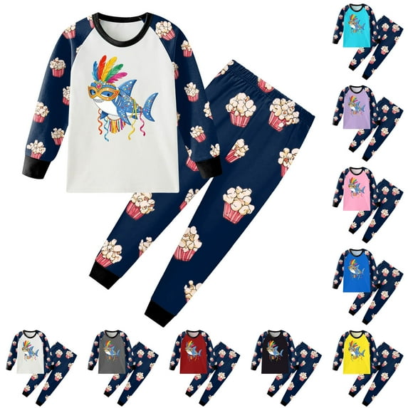 Dakiuu Boys Girls Carnival Pajamas Set Toddler Kids 2 Pcs Long Sleeve T ...
