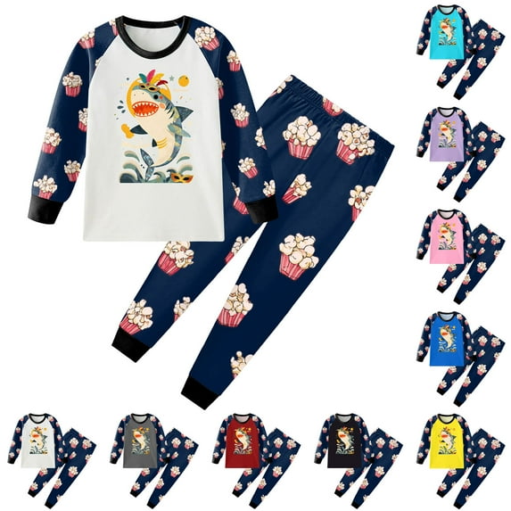 Dakiuu Boys Girls Carnival Pajamas Set Toddler Kids 2 Pcs Long Sleeve T ...