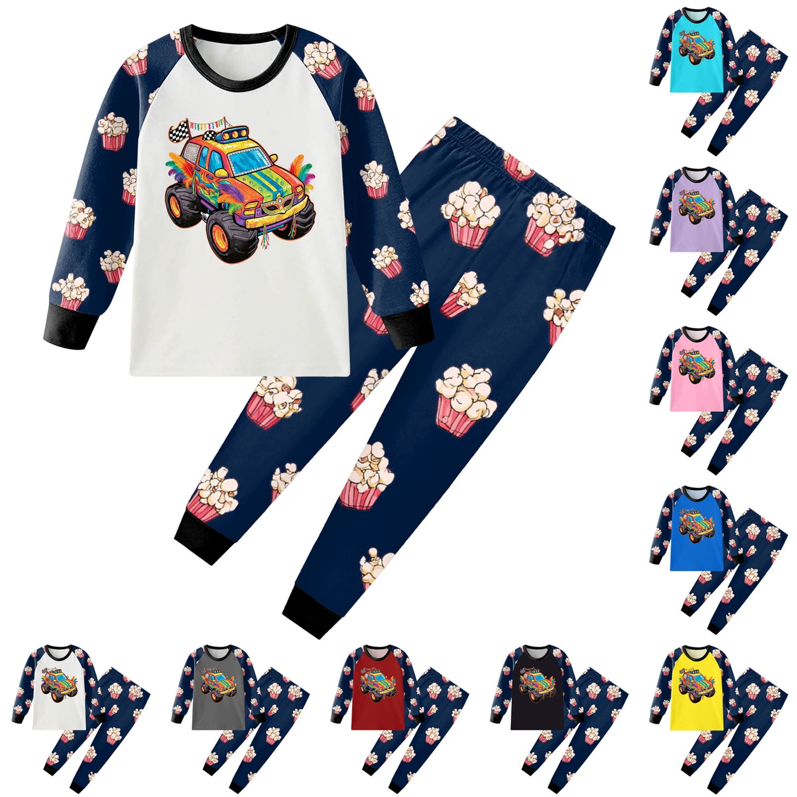 Dakiuu Boys Girls Carnival Pajamas Set Toddler Kids 2 Pcs Long Sleeve T ...