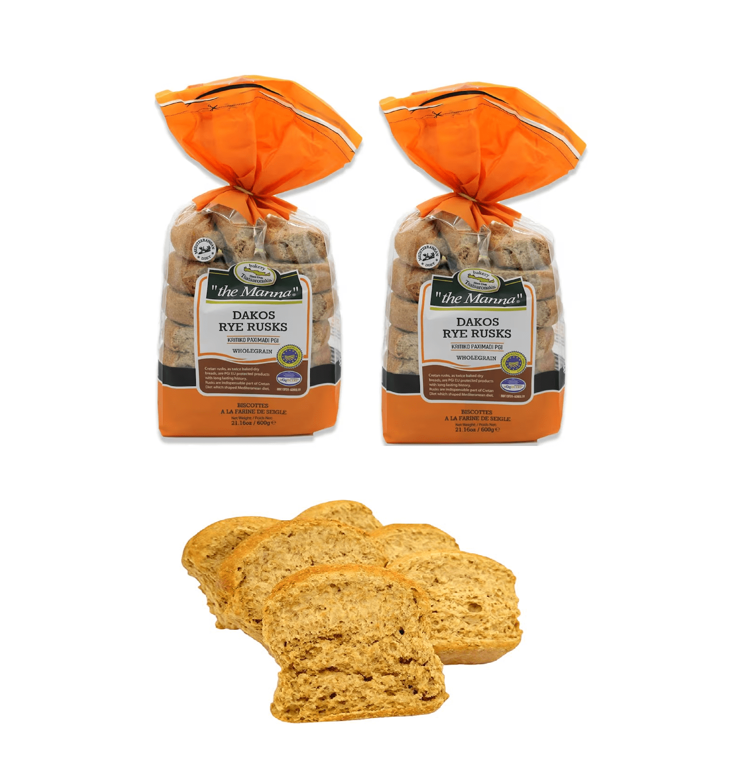 Dakos Wholegrain Rye Rusks 2 Bag Nt. Wt. 14.11oz/400g - Walmart.com