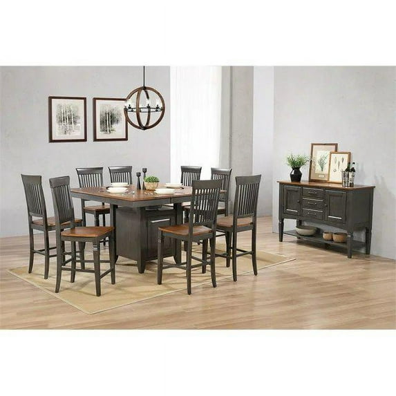 Dakota 10PC Extendable 42-54-in Pub Dining Table Set w Buffet Brown Gray Wood - Walmart.com
