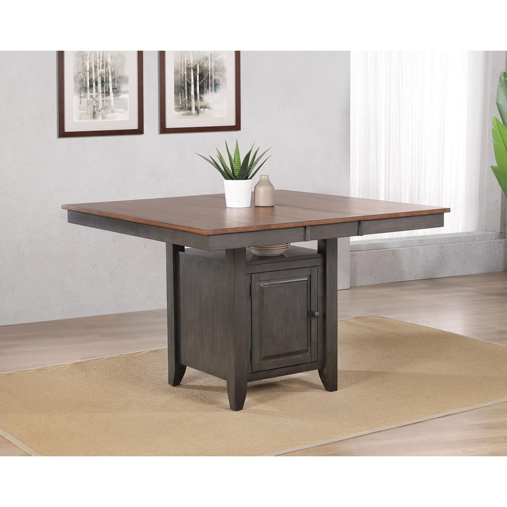 Dakota 42-54-inch Counter Ht Expanding Dining Table w Storage Brown ...