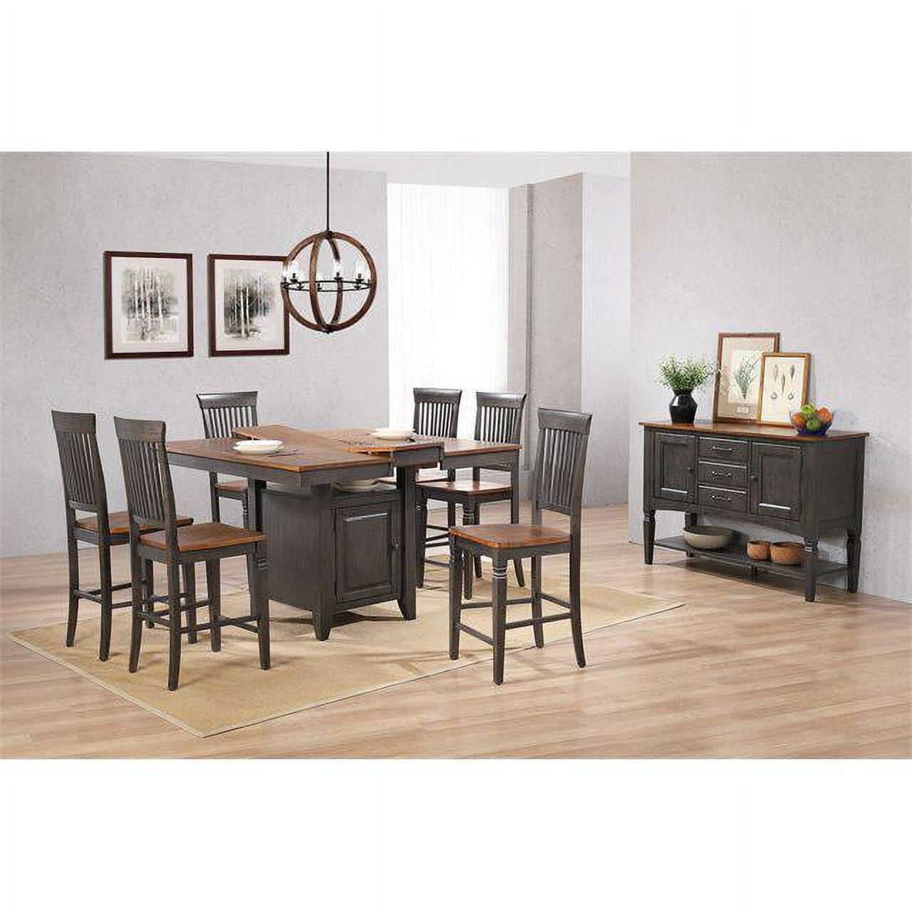 Dakota 8PC Extendable 42-54-in Pub Dining Table Set w Buffet Brown Gray ...