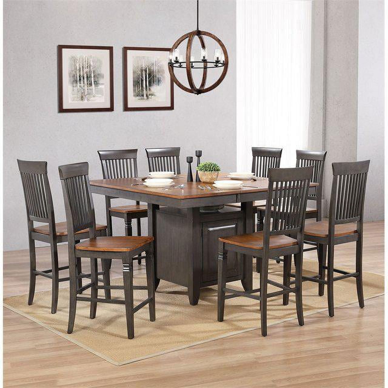 Dakota 9PC Extendable 42-54-in Pub Dining Storage Table Set in Brown ...
