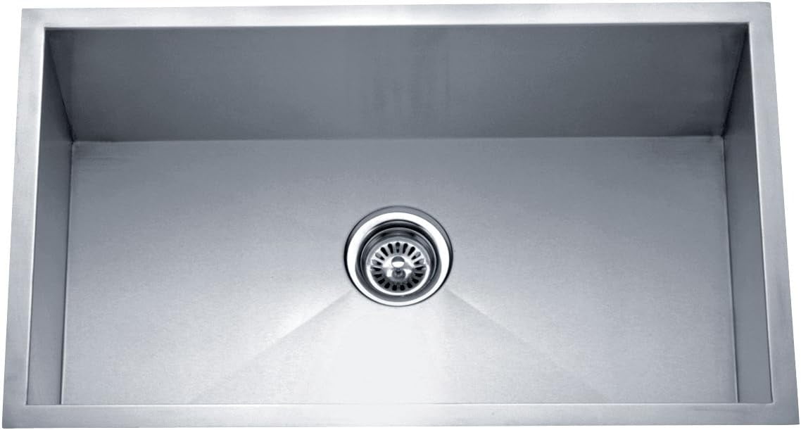 Dakota Signature Single Bowl 30x18 Zero Radius 16g Stainless Steel Sink ...