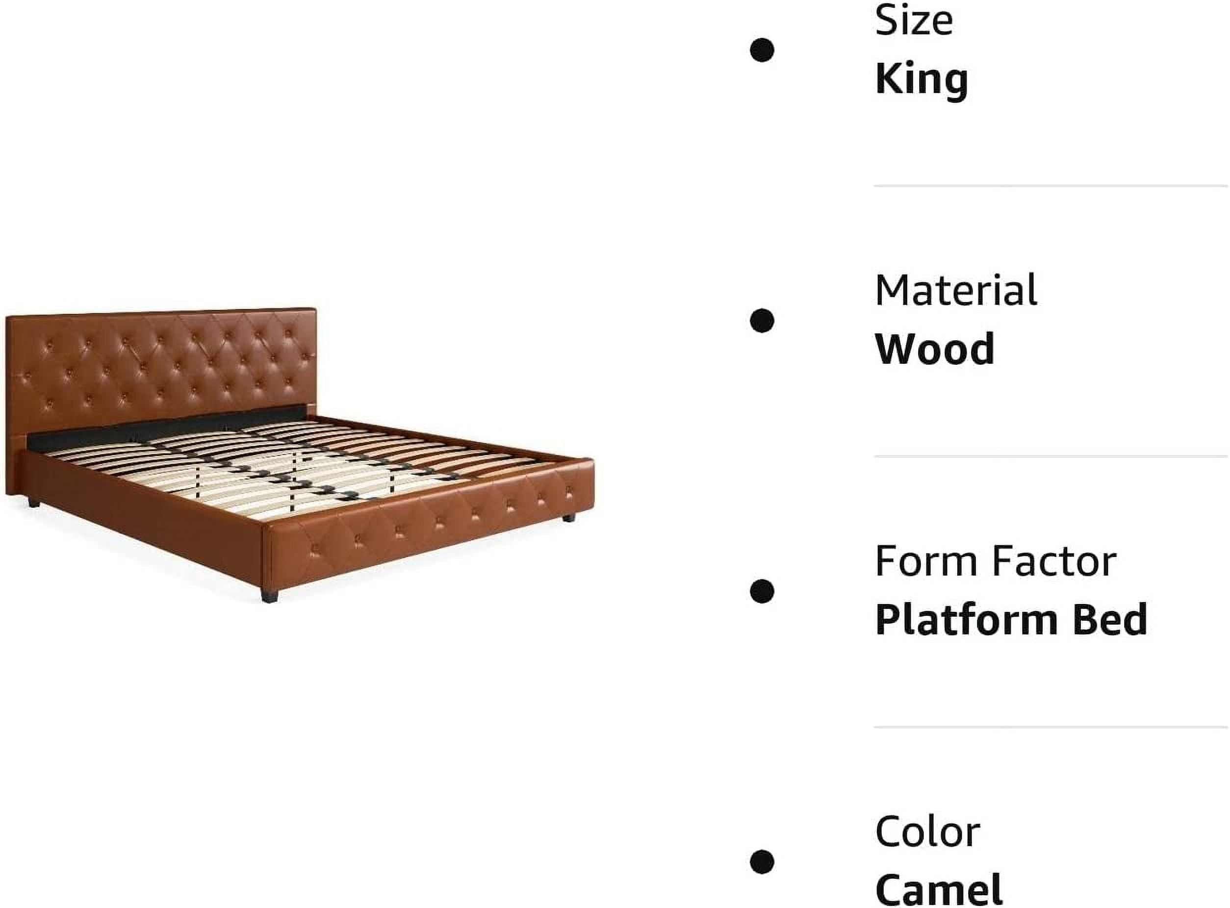 Dakota Upholstered Platform Bed with Diamond Button Tufted Headboard ...