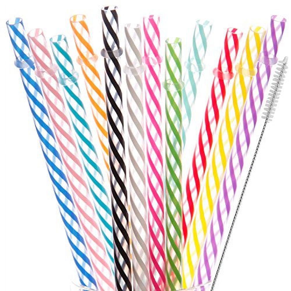 Dakoufish 12 Piece 10 Inch Reusable Plastic Thick Drinking Straws BPA ...