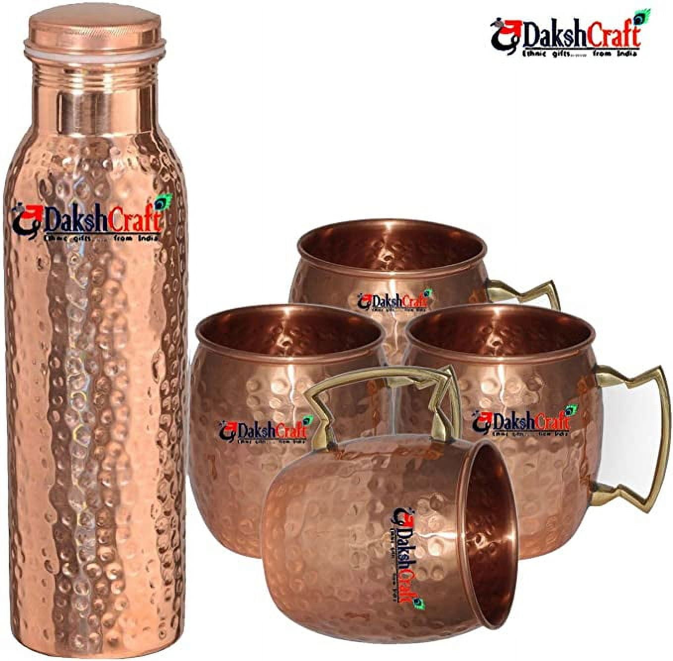 DakshCraft Copper Joint Free Hammered Bottle & Copper Barrel Hammered ...
