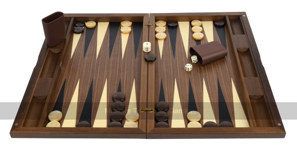 Dal Negro Iridescent 19-inch Wooden Backgammon Set in Decorative Walnut ...