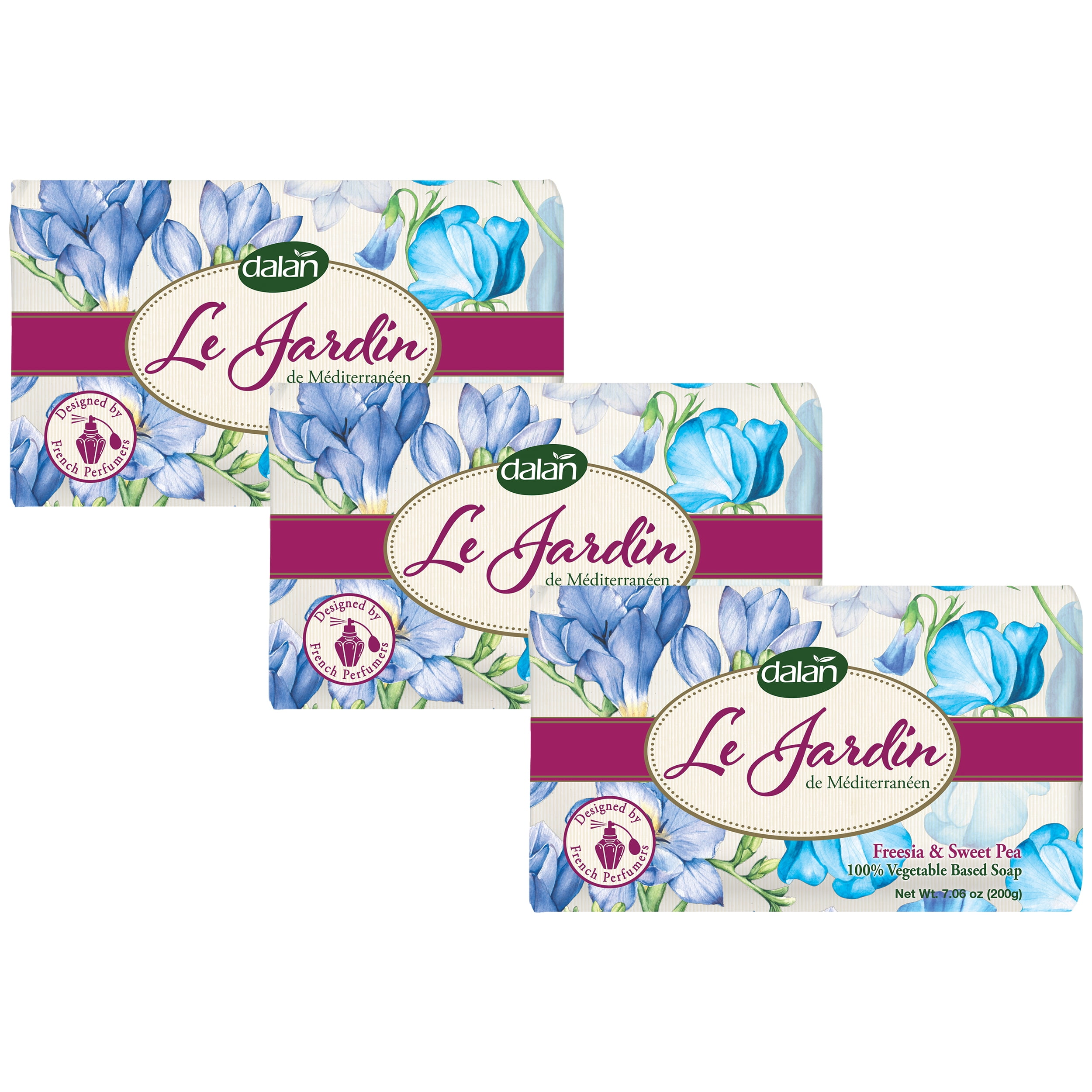 Dalan Le Jardin Pure Vegetable Soap Freesia & Sweet Pea 200g (Pack of 3 ...