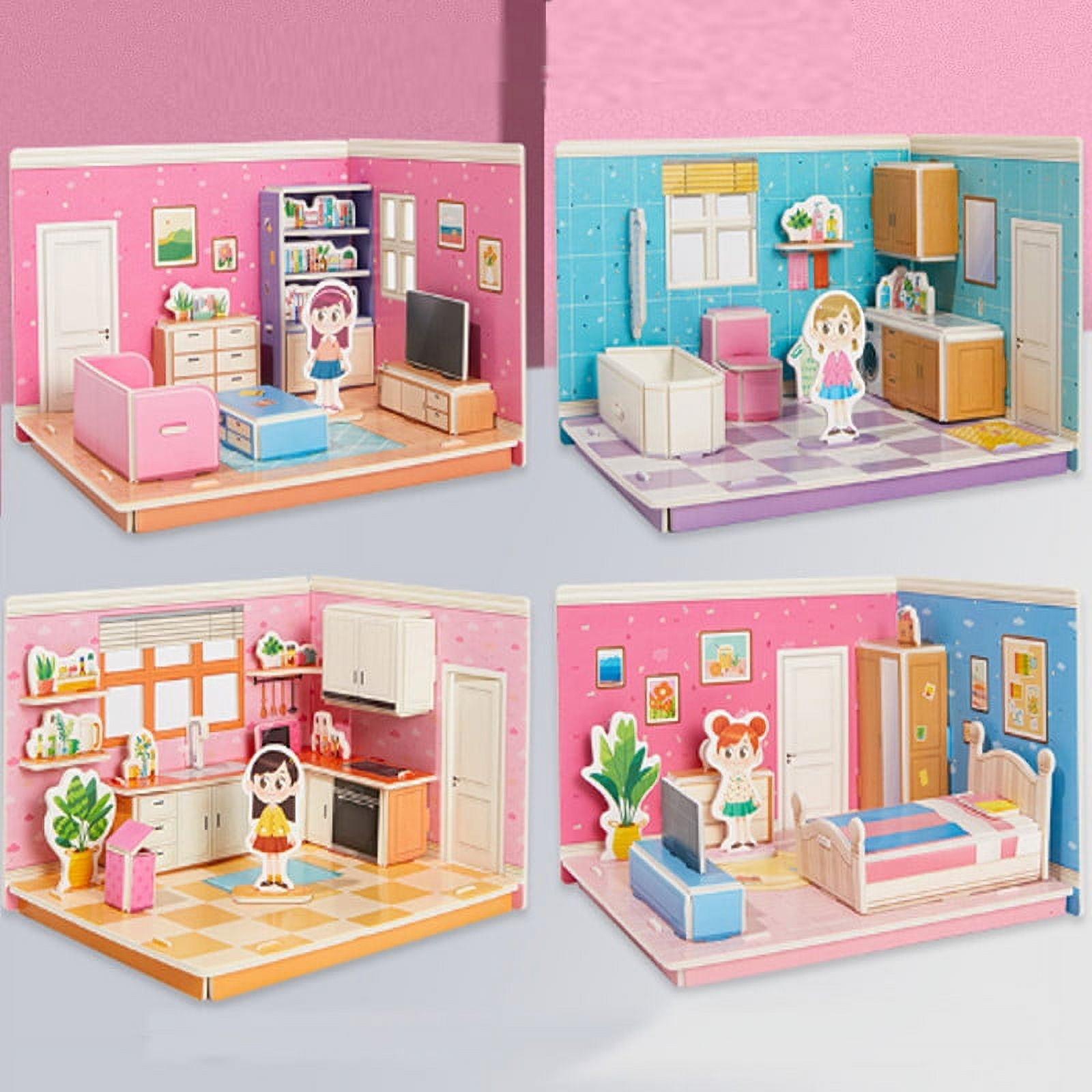 Dalang 4PCS DIY 3D House Stickers, DIY 3D Sticker Scene, Fun DIY ...