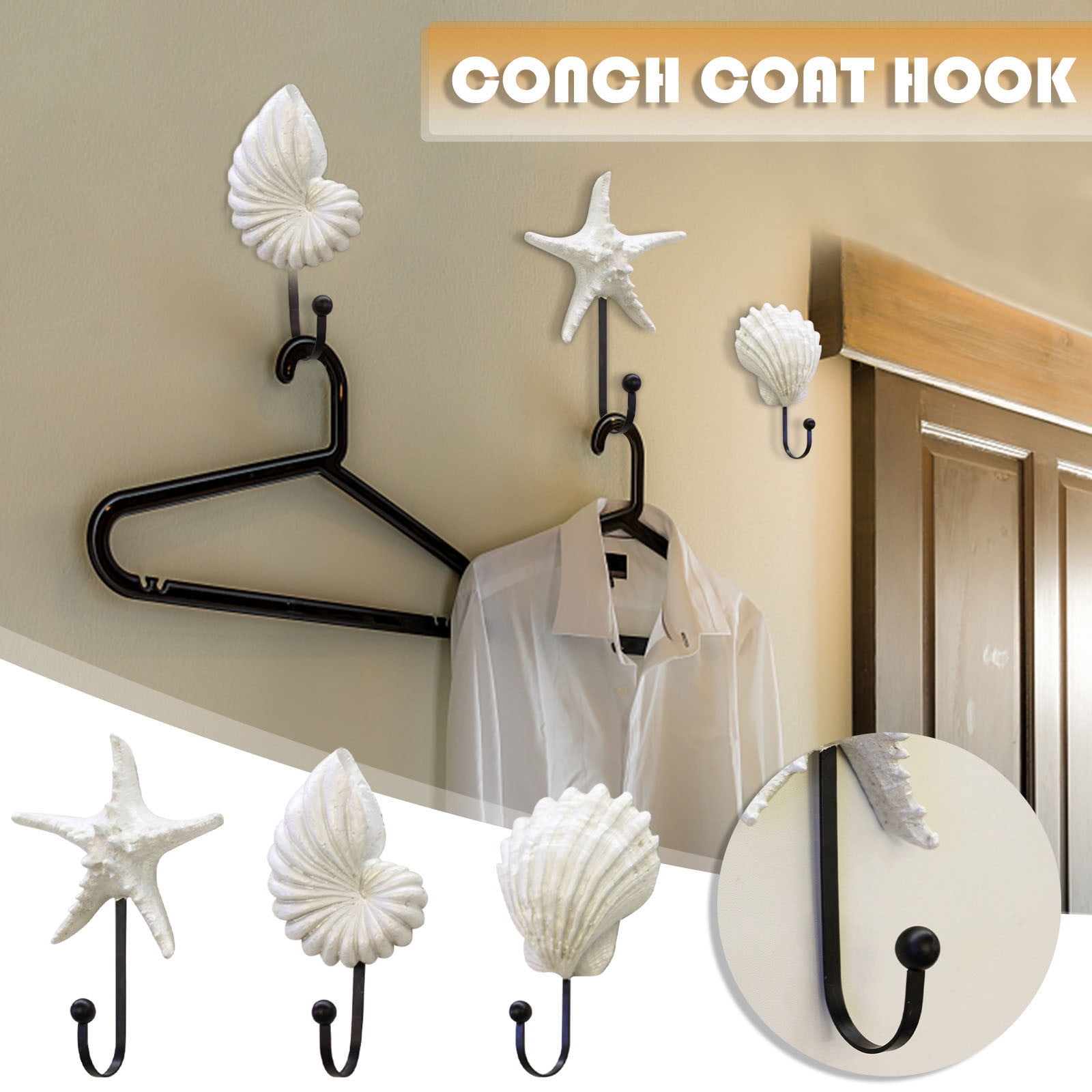 Dalang Wall Hooks Coat Hooks, Resin Hanger Decorative Hooks, Sea Shell ...