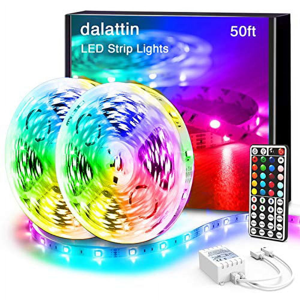 Dalattin Led Lights For Bedroom 50Ft Rgb 5050 Led Strip Lights Color ...