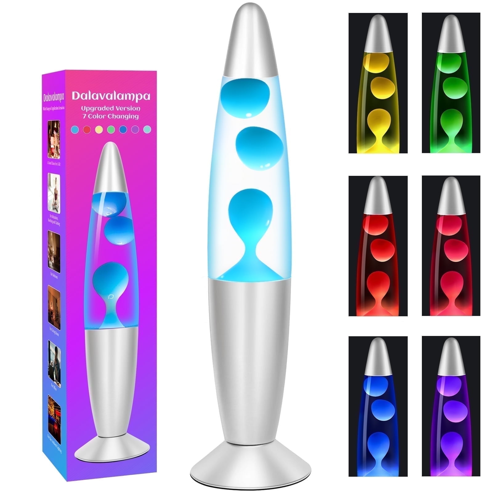 Dalavalampa 7 Color Changing LED Liquid Motion Lamp,13-inch Night Lamp ...