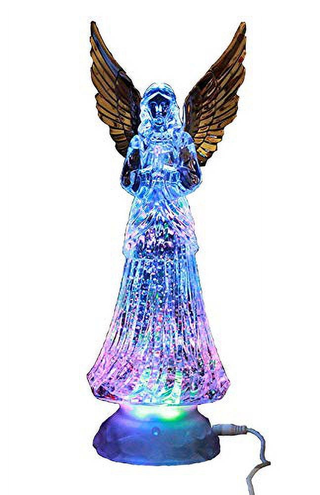 Dalax- Angel LED Lighted Sparkling Color Changing Snow Globe Water Lamp ...