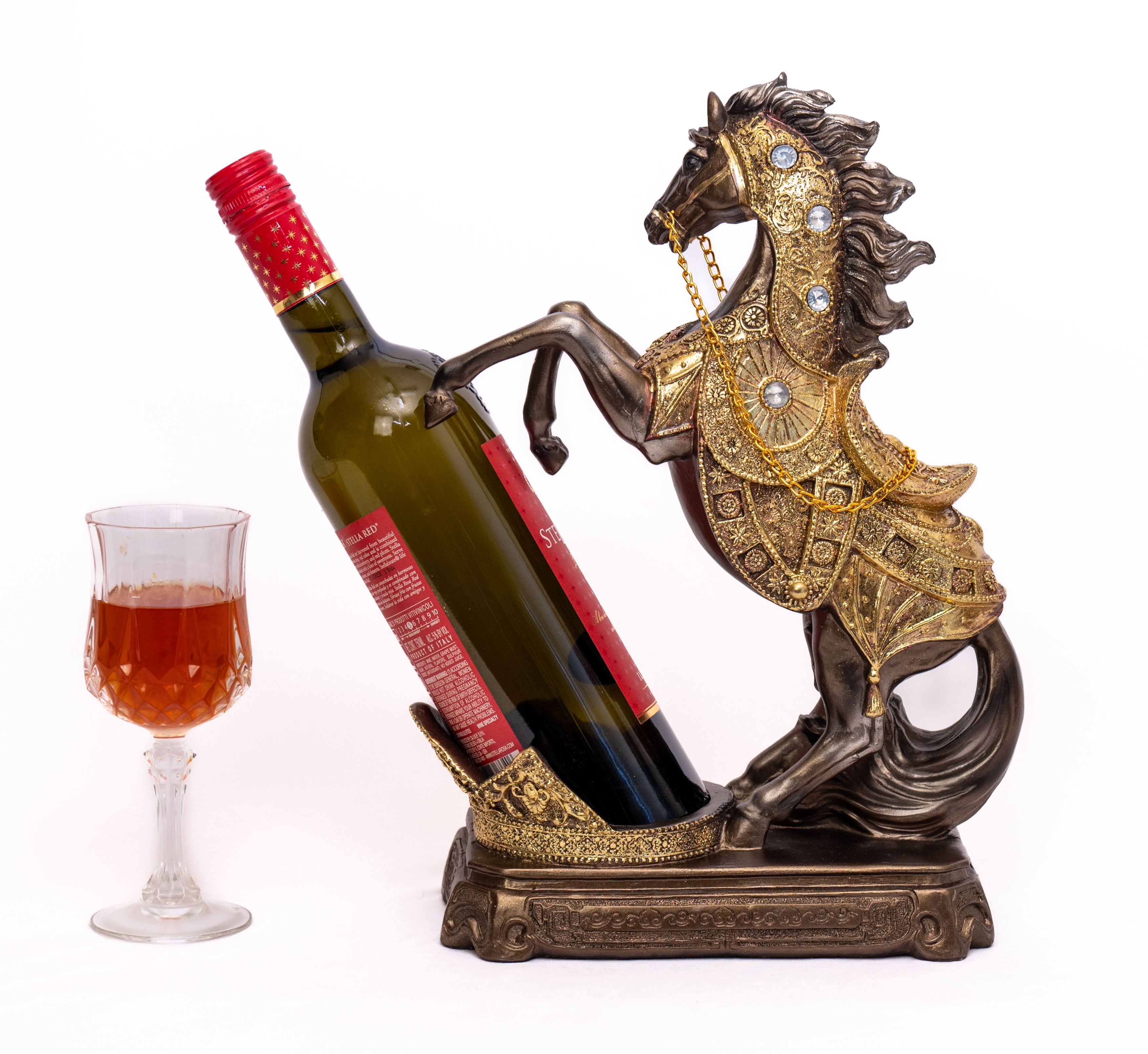 Dalax- Elegant Horse Wine Bottle Holder Statue Bar Countertop Decor ...