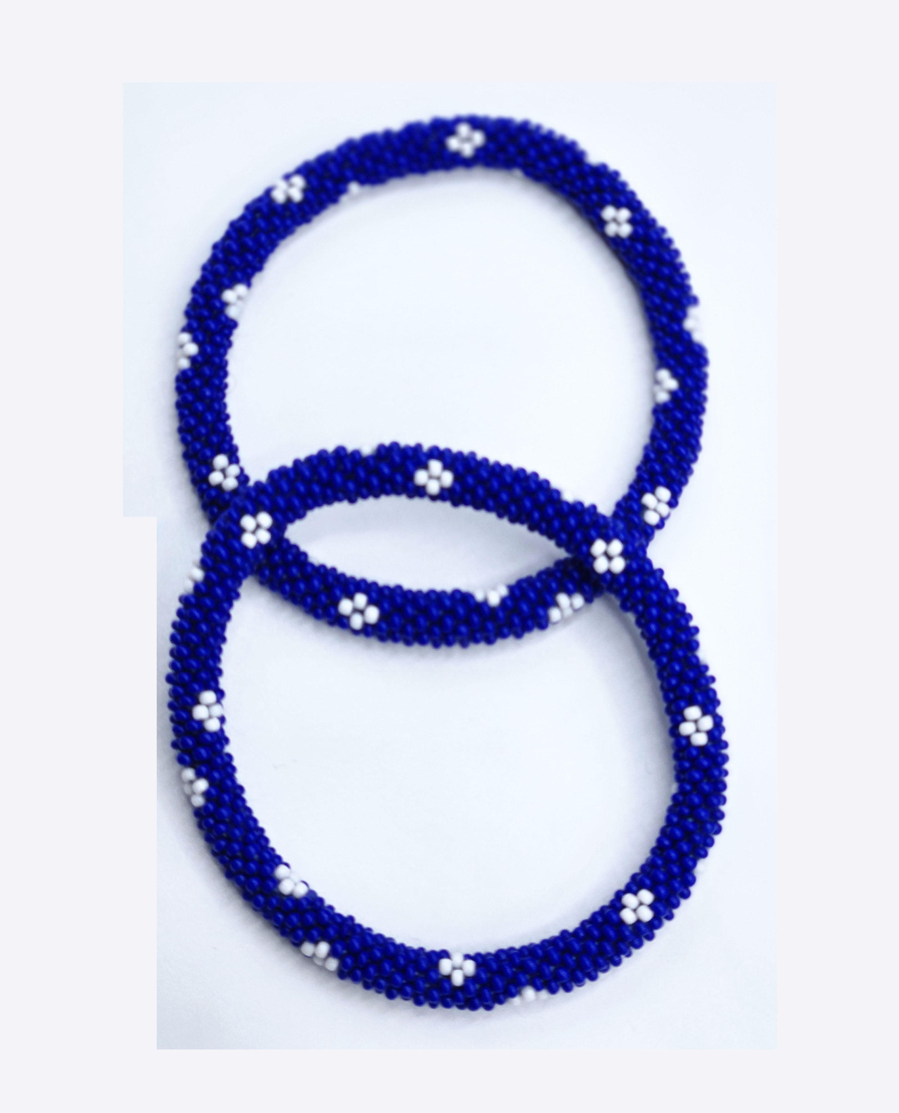 Dalax Set of 2 Handmade Glass Beaded Roll- On Crochet Bracelets – Boho ...