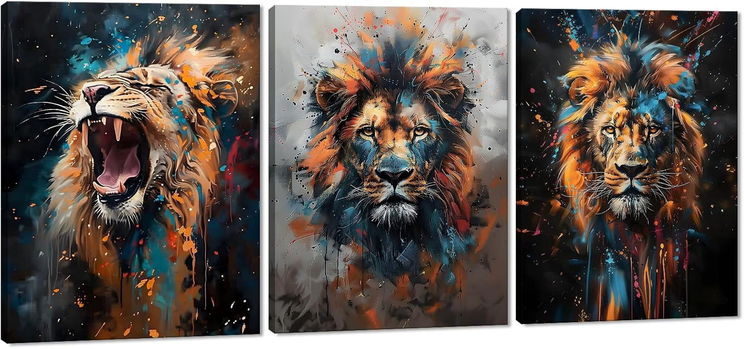 Dale 3 3 Panel Vintage Cat Canvas Wall Art Cute Animal Print Picture ...