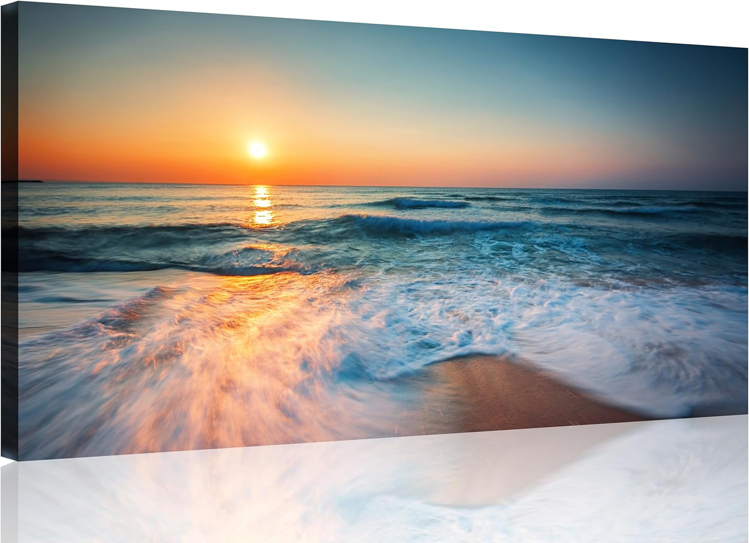 Dale 3 3 Panels Beach Pictures Wall Art Blue Sea White Beach at Sunrise Pictures Print on Canvas ...