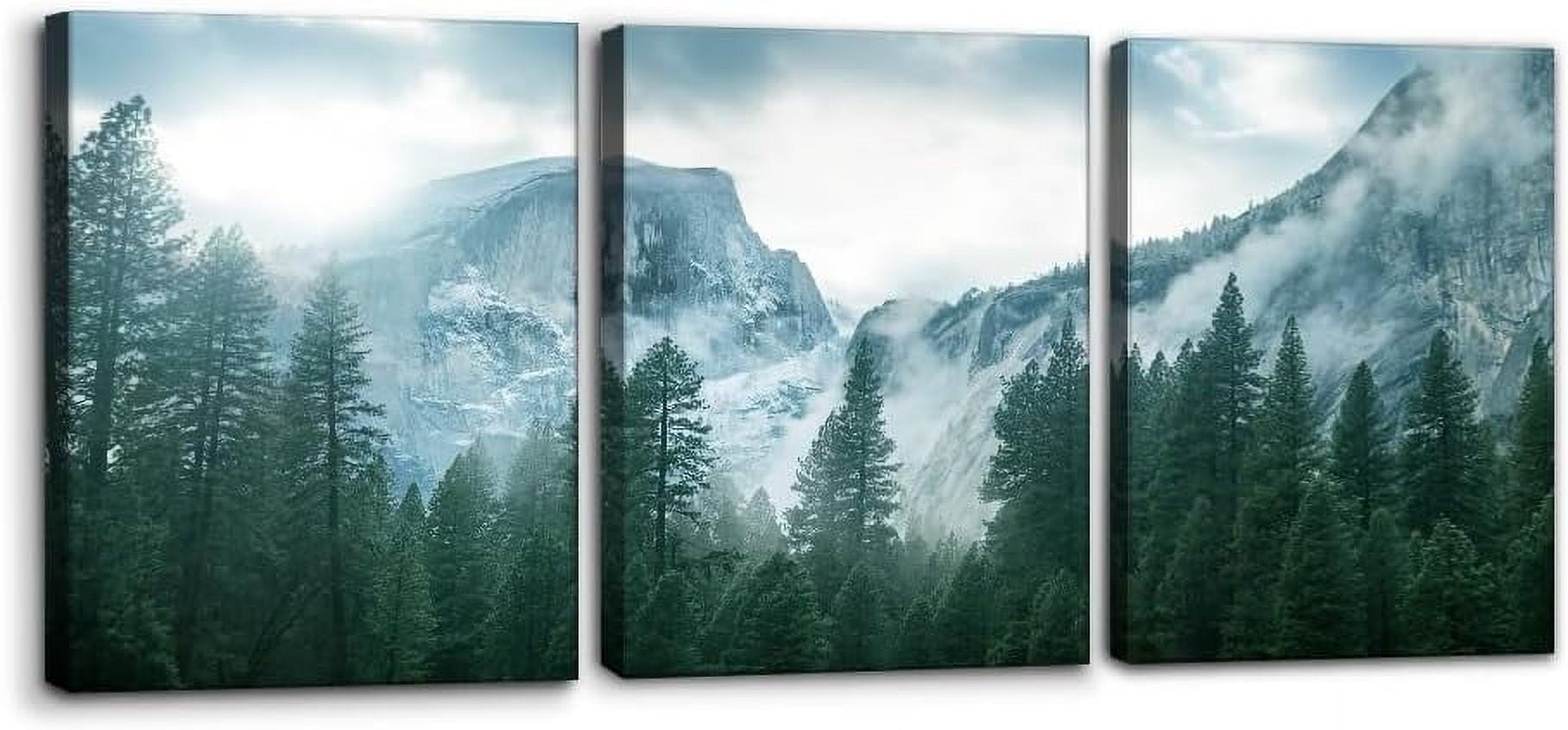 Dale 3 Canvas Print Wall Art Set Trees with Misty Lake Reflection ...