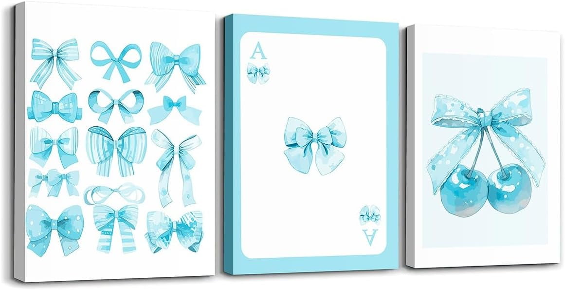 Dale 3 Framed Pink Bows Books Wall Art, Pink Bow Girly Wall Decor for ...