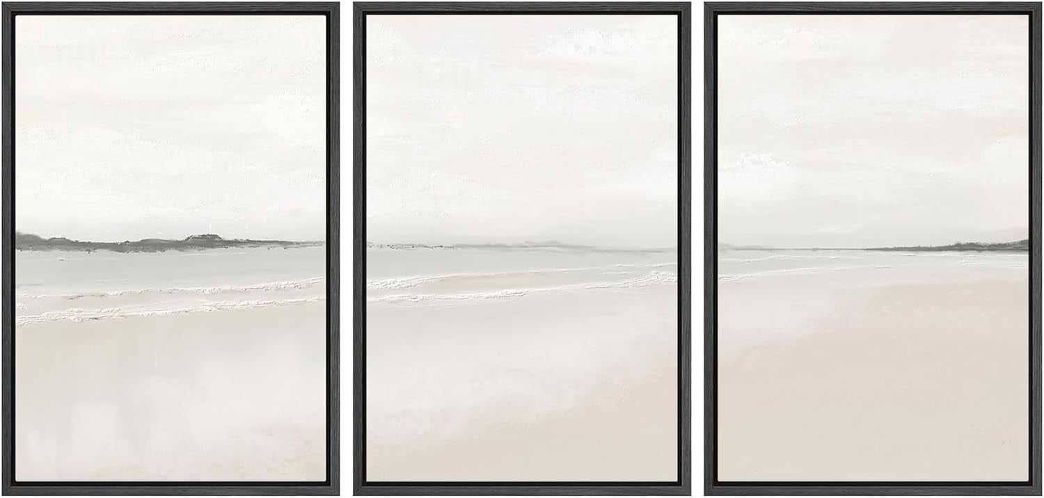 Dale 3 Wall Art Print Set Wide Angle Rushing Ocean Waves and Surfers ...