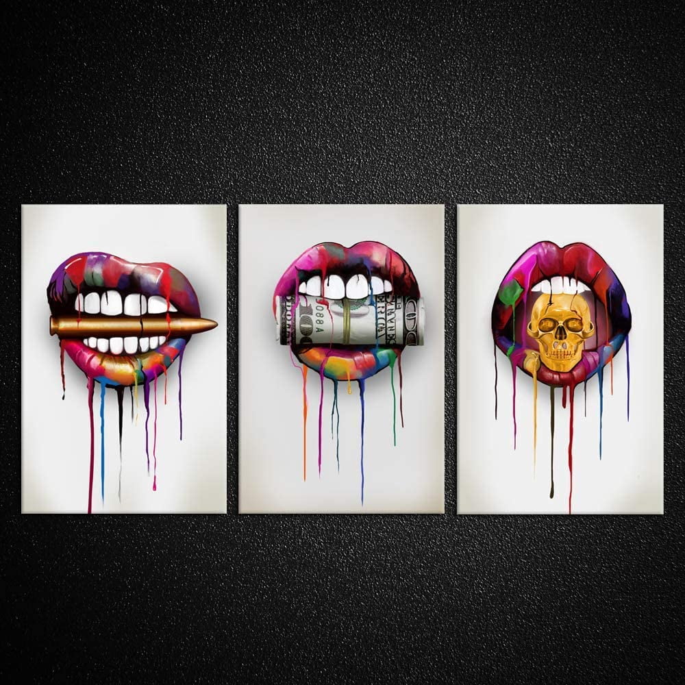 Dale 3 s Canvas Prints Abstract Lips with Bullet Money Dollars and ...