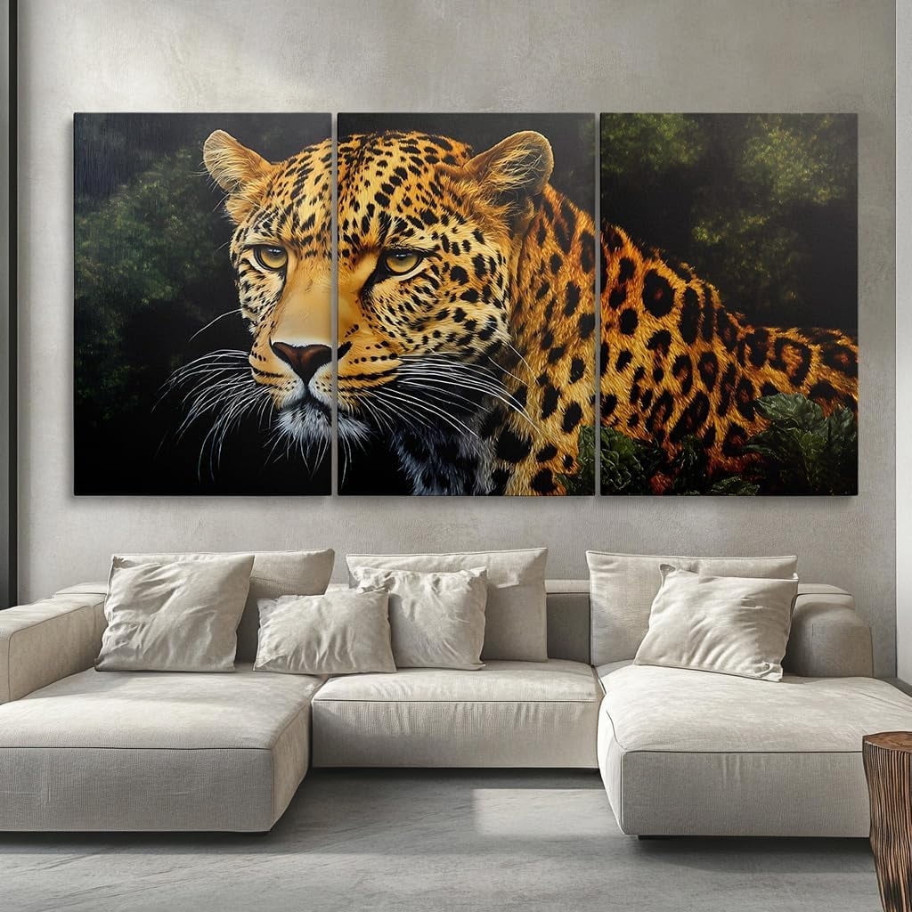 Dale Garcia Leopard Art - 3 Piece Canvas Wall Art, Wildlife Portrait ...