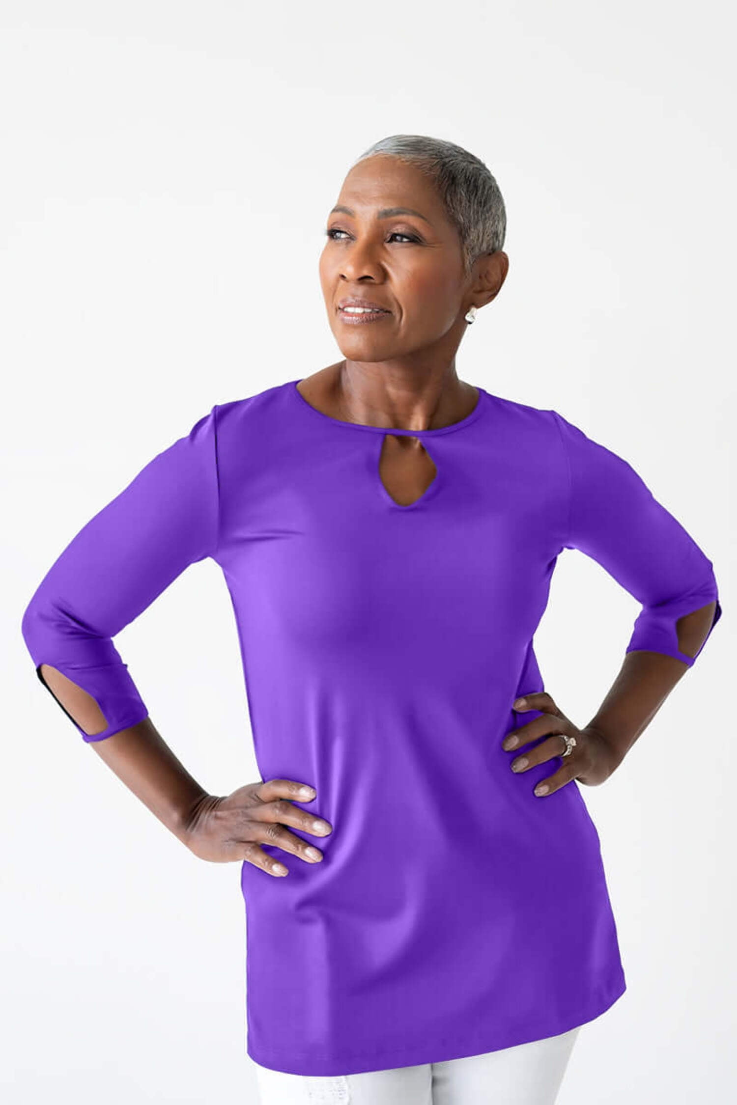 Dale Keyhole Cutout 3/4 Sleeve Single Layer Tunic - Walmart.com
