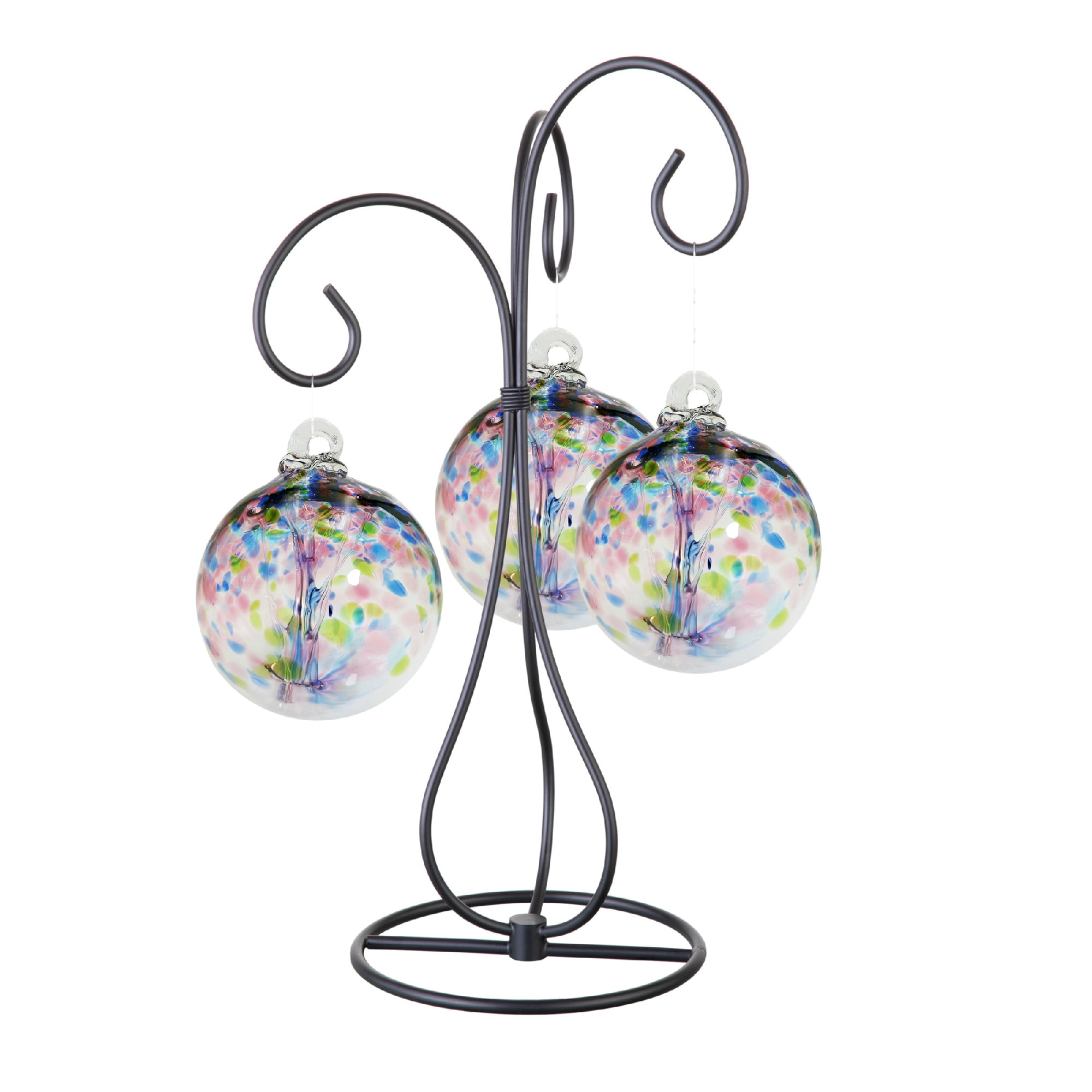 Art Glass Designs 3-Piece Tree of Life Hope Hand-Blown Glass Balls with ...