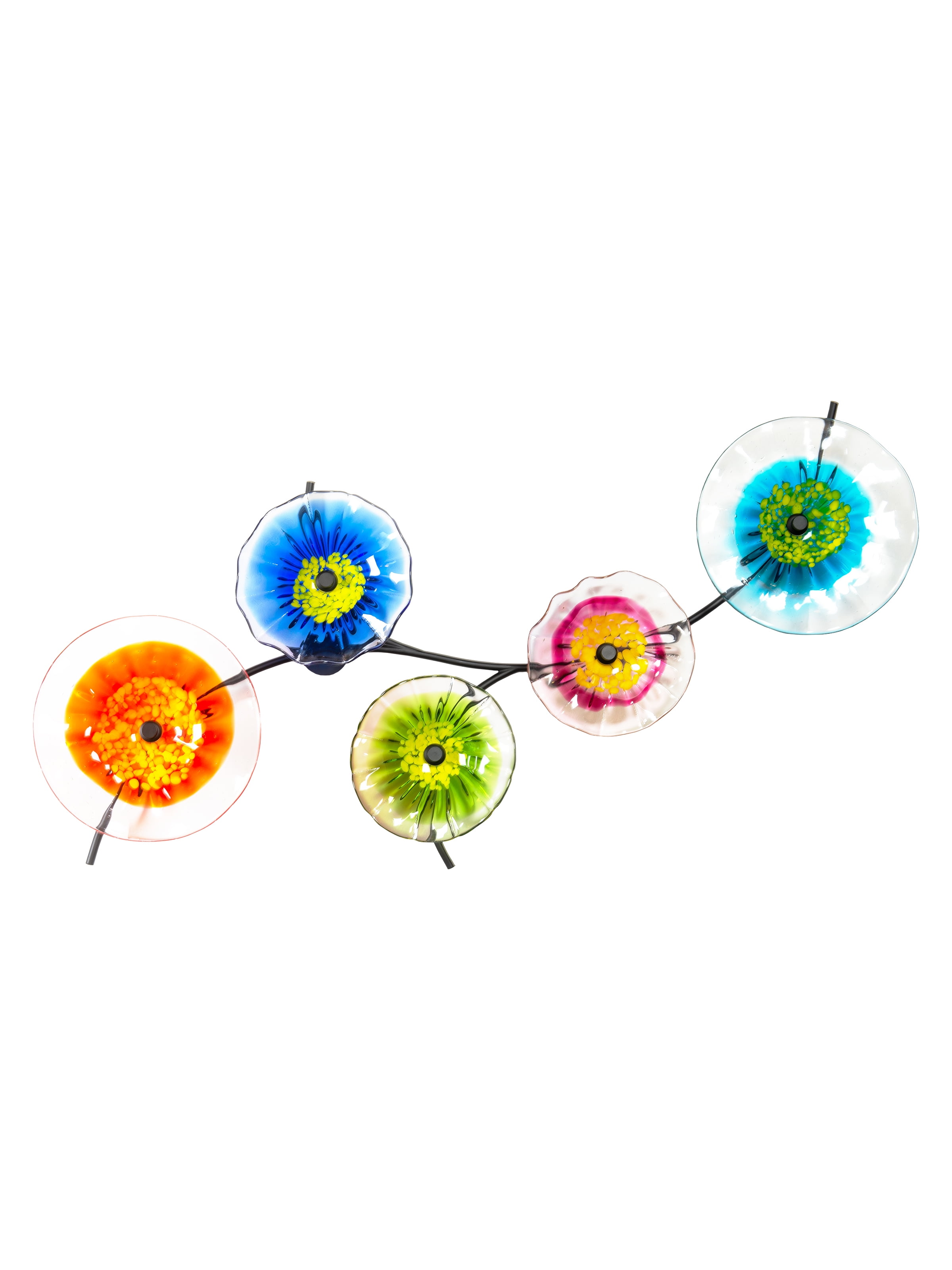 Dale Tiffany Fiore Bloom 5-Plate Hand Blown Art Glass Wall Décor with ...