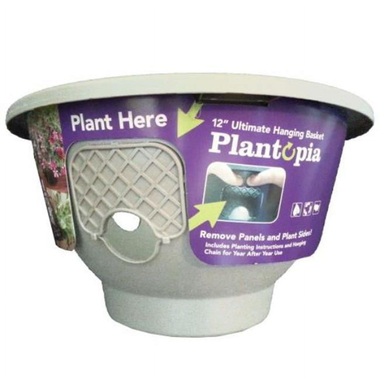 Dalen PL12-12ST 12 in. Plantopia Hanging Basket Planter, Stone ...