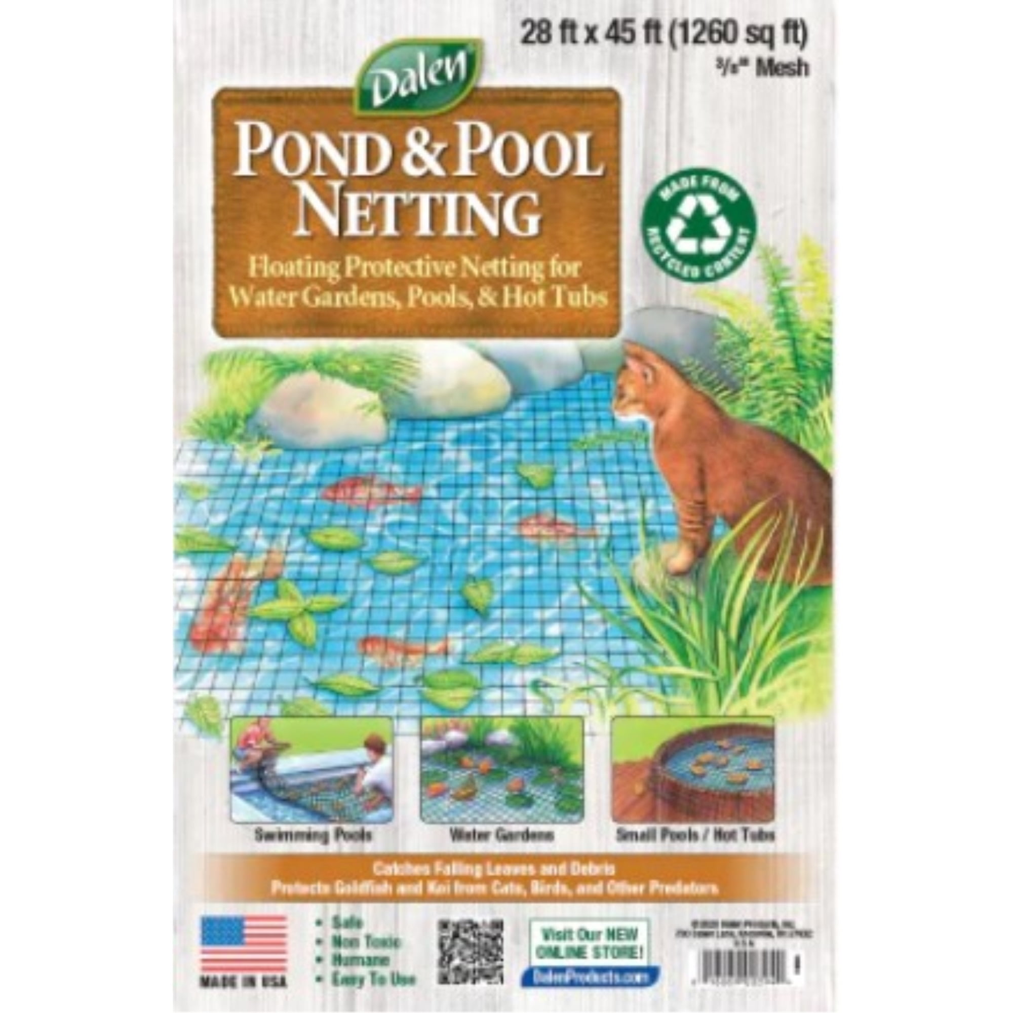 Dalen Heavy-Duty Pond & Pool Netting, 3/8" Mesh, 28' x 45', Long ...
