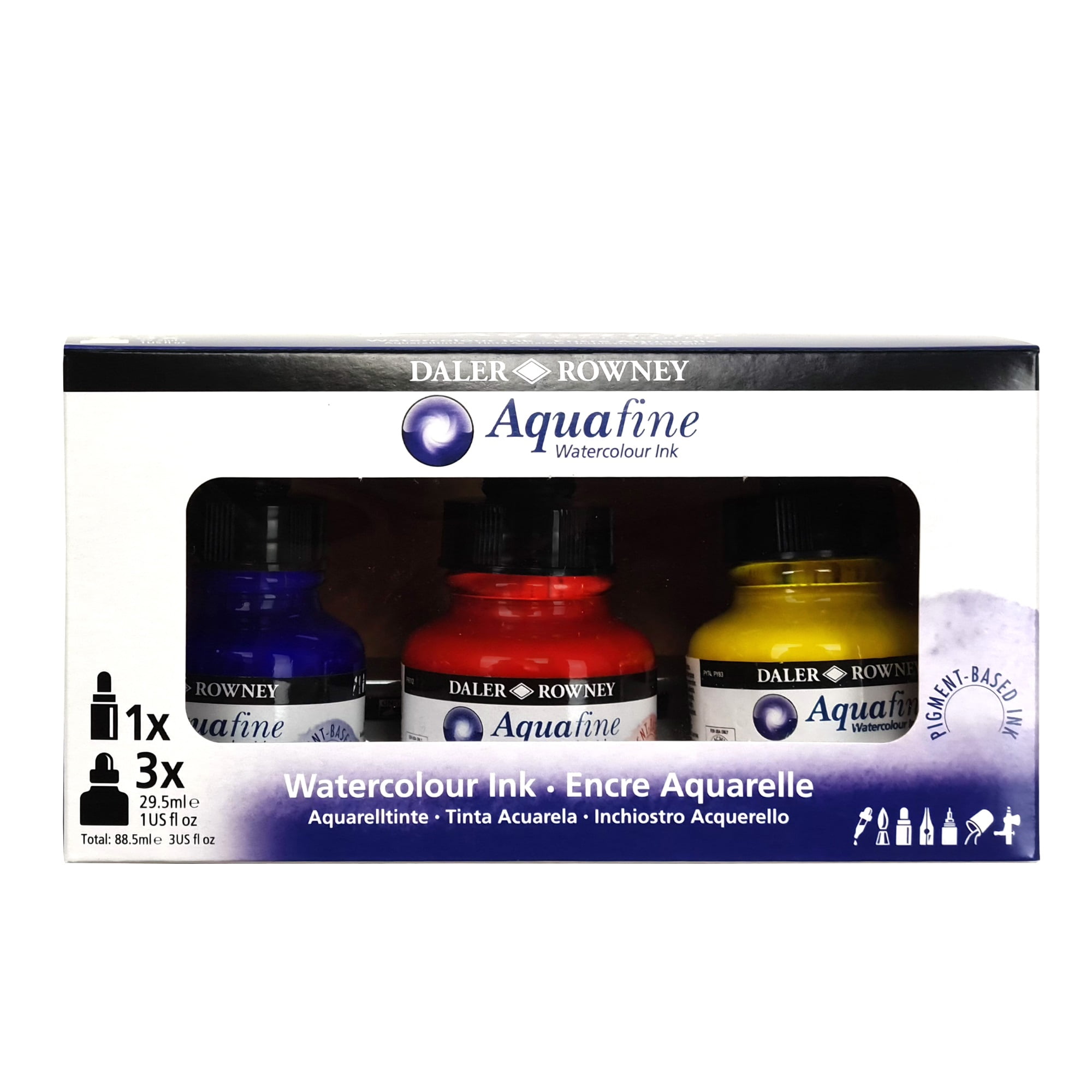 Daler-Rowney Aquafine Watercolor Ink Set, 3-Color Starter Set - Walmart.com