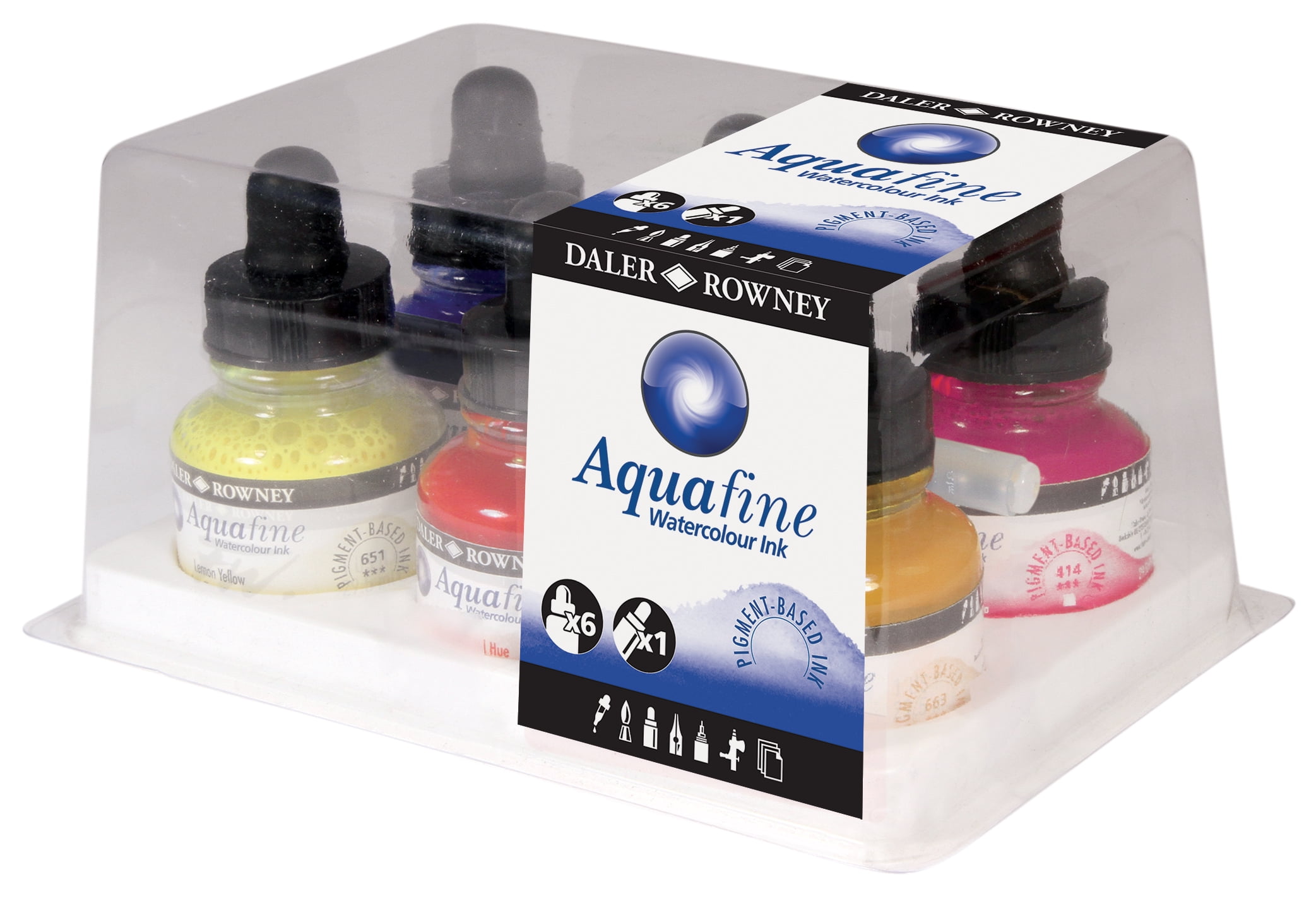 Daler-Rowney Aquafine Watercolor Ink Set, 6-Colors - Walmart.com