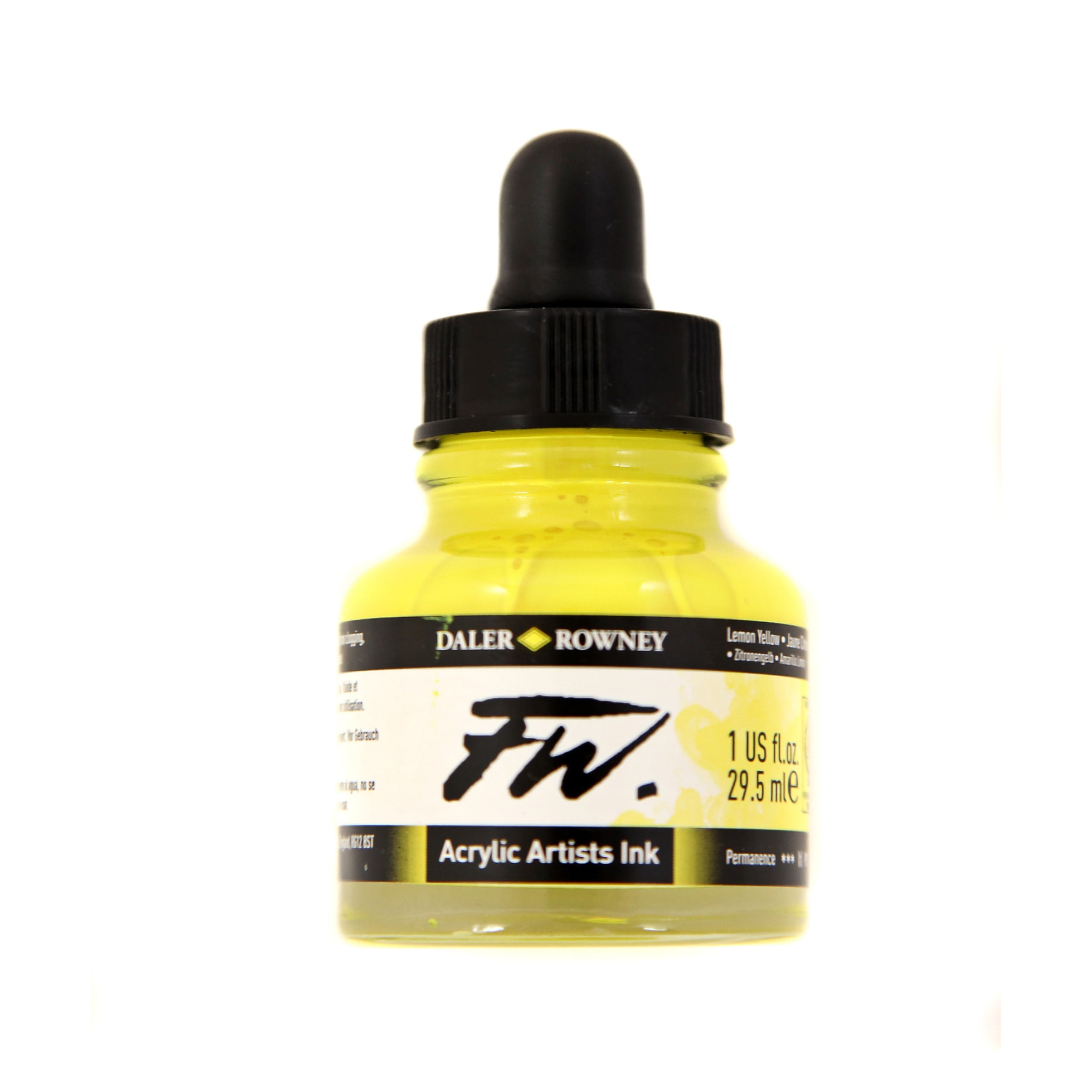 Daler-Rowney FW Acrylic Artists Ink, 1 oz. Dropper-Top Bottle, Lemon ...