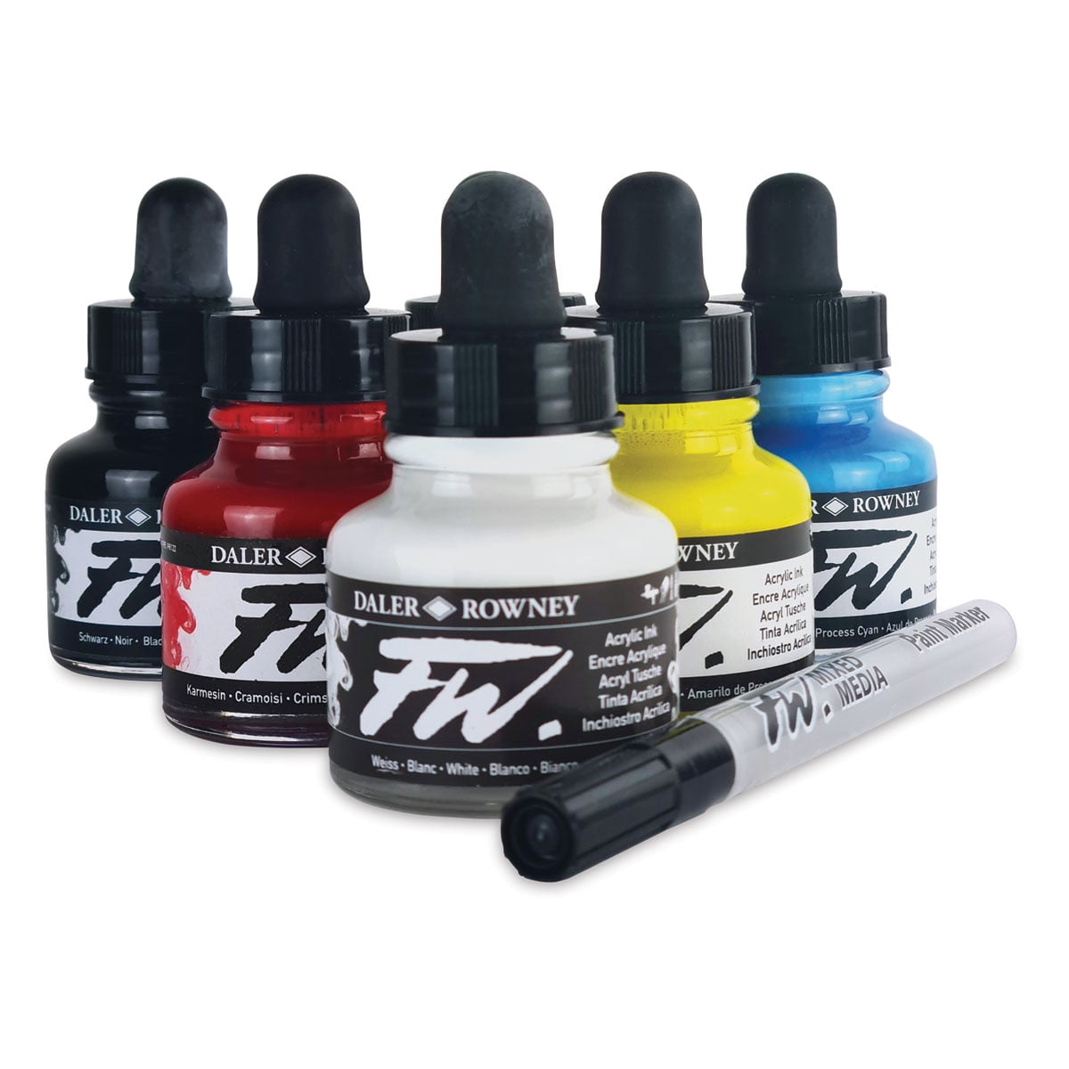 Daler-Rowney FW Acrylic Ink Set 6/Pkg-Primary - Walmart.com