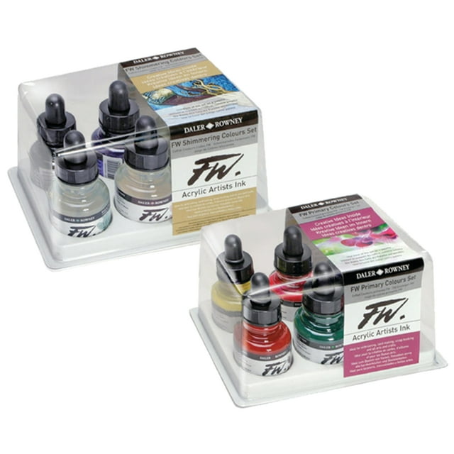 Daler-Rowney FW Acrylic Artists Ink Set, Primary Colors Set - Walmart.com