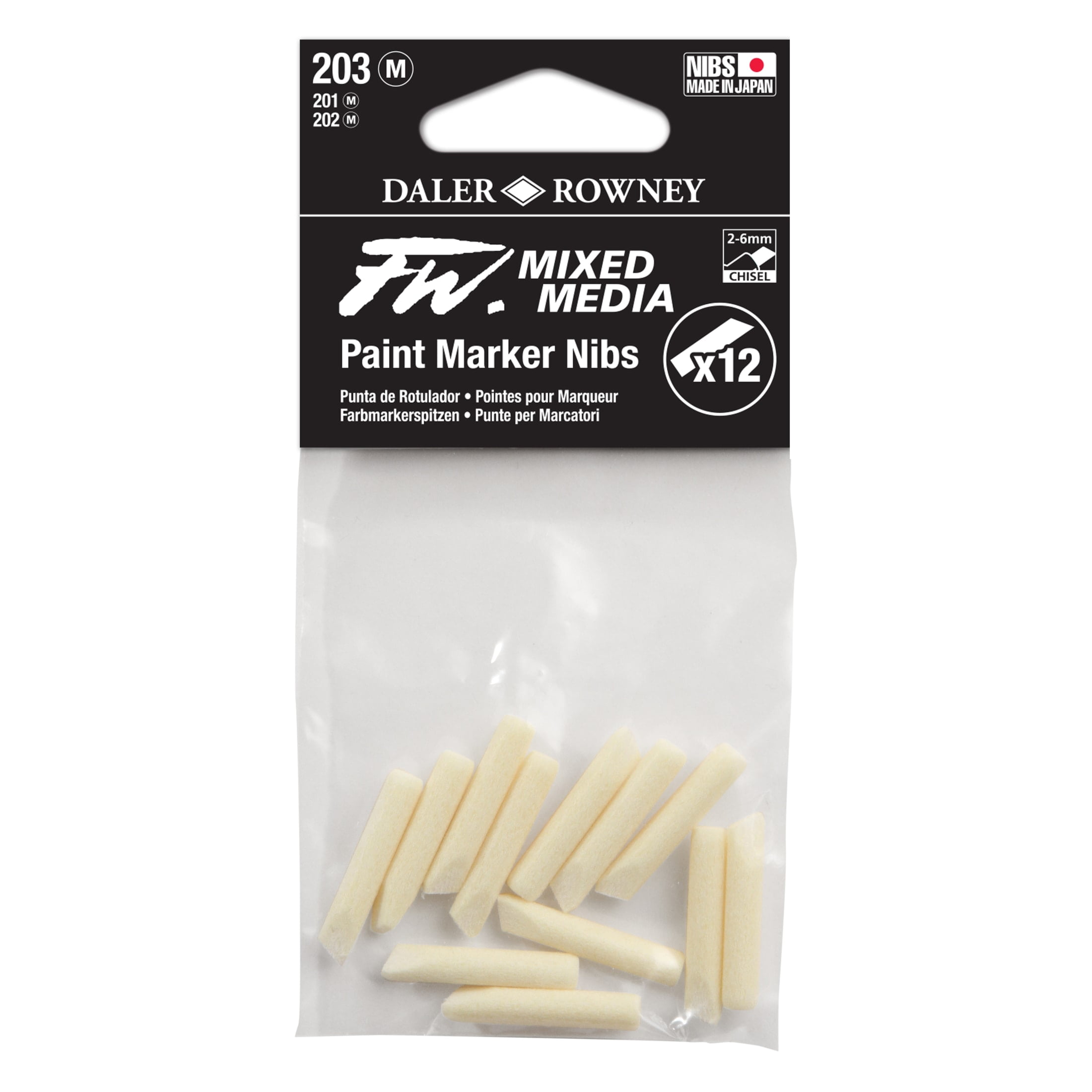 Daler-Rowney FW Empty Mixed Media Paint Markers & Nib Sets, Nib Set 6 ...