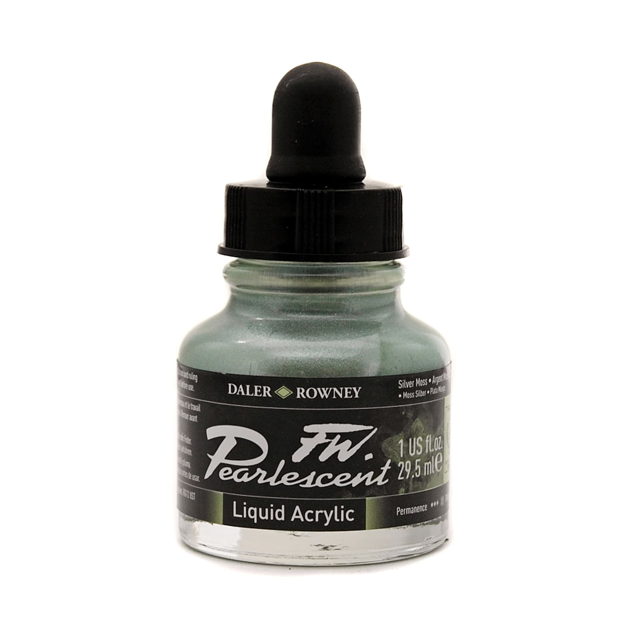 Daler-Rowney FW Pearlescent Liquid Acrylic, 1 oz. Bottle, Silver Moss ...