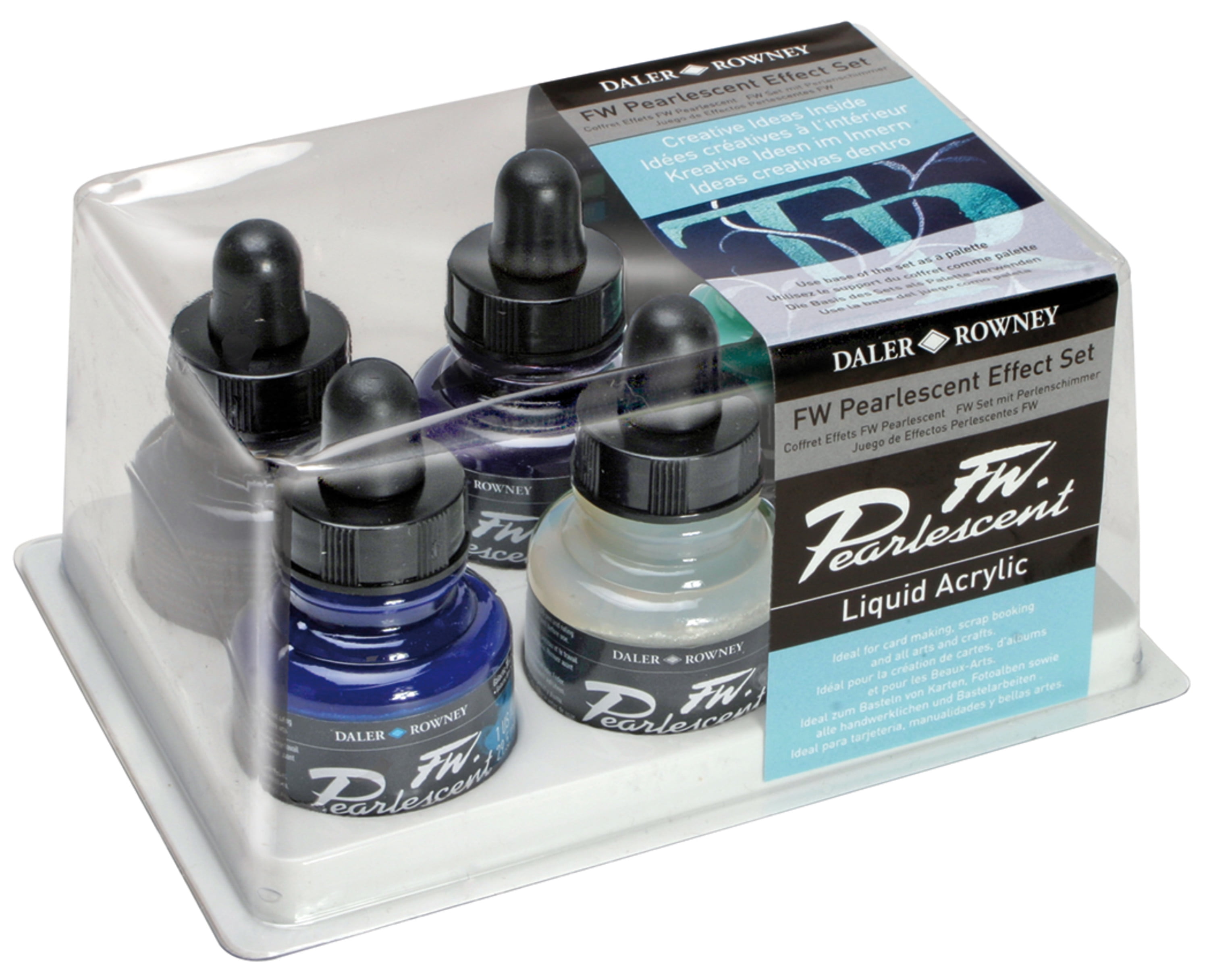 Daler-Rowney FW Acrylic Pearlescent Liquid Acrylic Artist's Ink Set - 1 ...