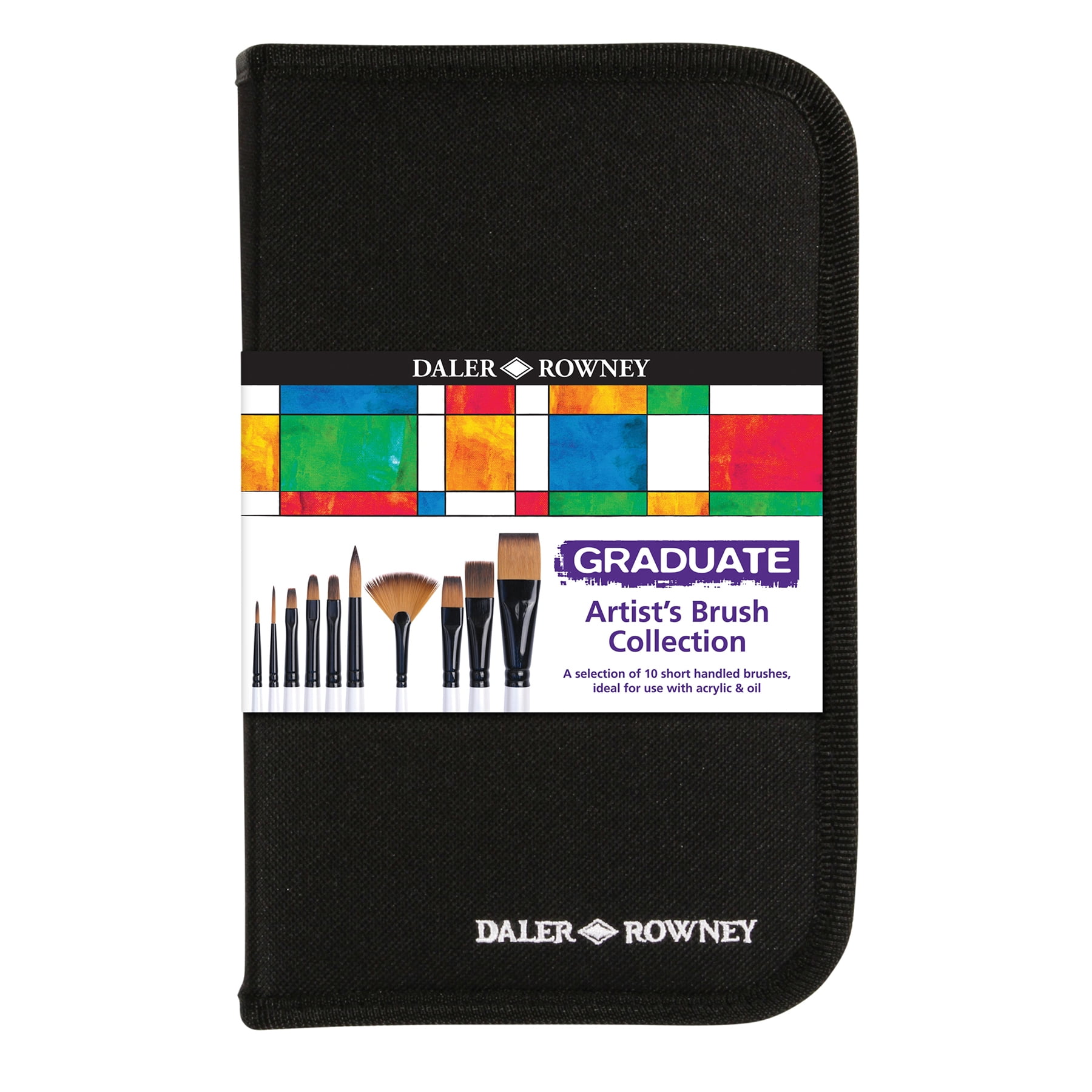Daler-Rowney Graduate Artist's Brush Set with Zip Case, Synthetic, 10 ...