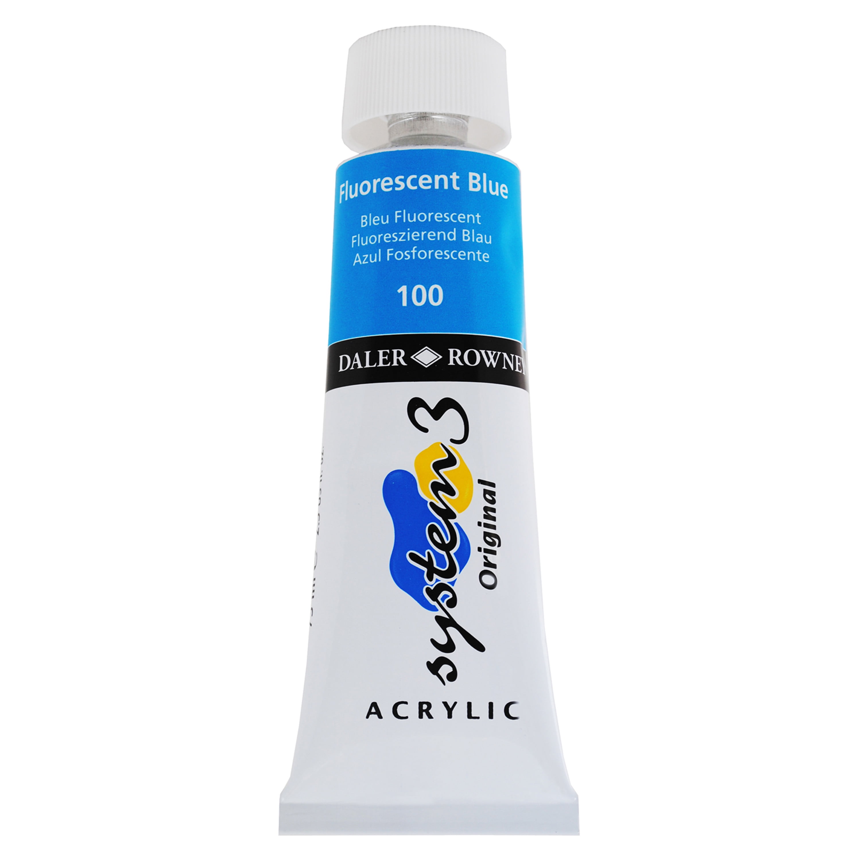 Daler-Rowney Original System 3 Acrylic, 75ml Tube, Fluorescent Blue ...